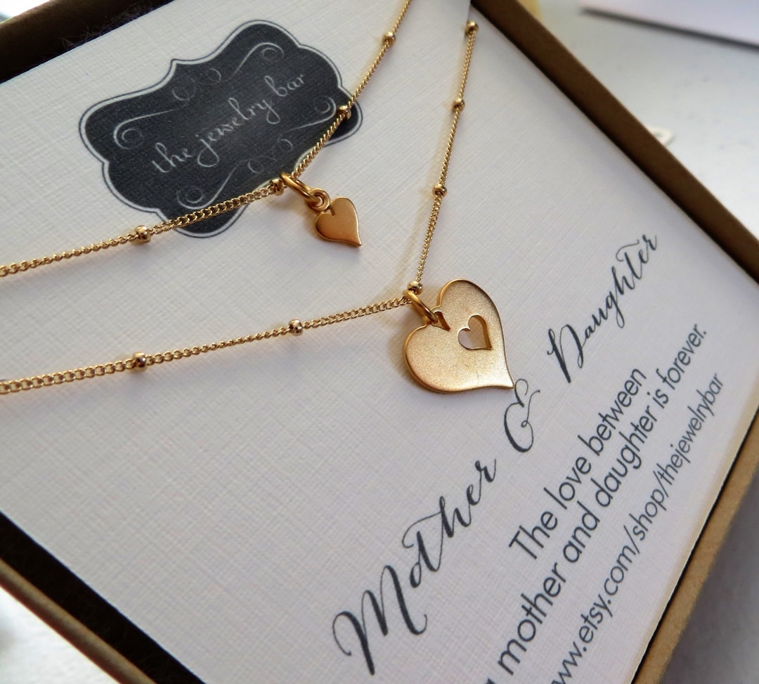 Gold Mother Daughter Necklace, Mother Daughter Jewelry, Push Gift, Two ...
