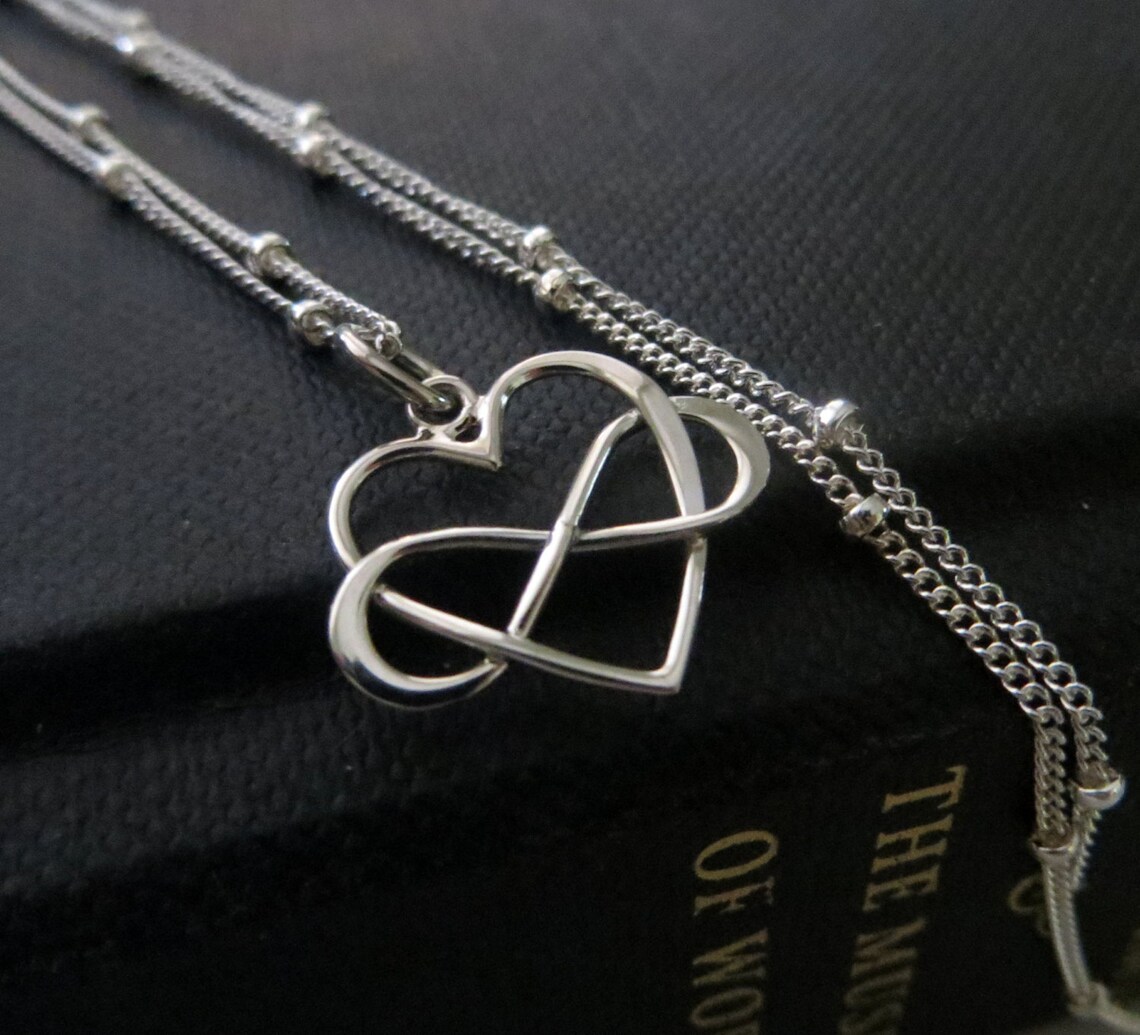 Entwined Infinity Necklace Infinity Heart Charm Sterling | Etsy