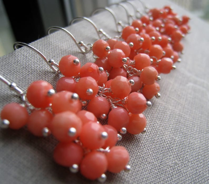 Orange Coral Earrings Orange or Pink Coral Dangle Earring Gold or ...