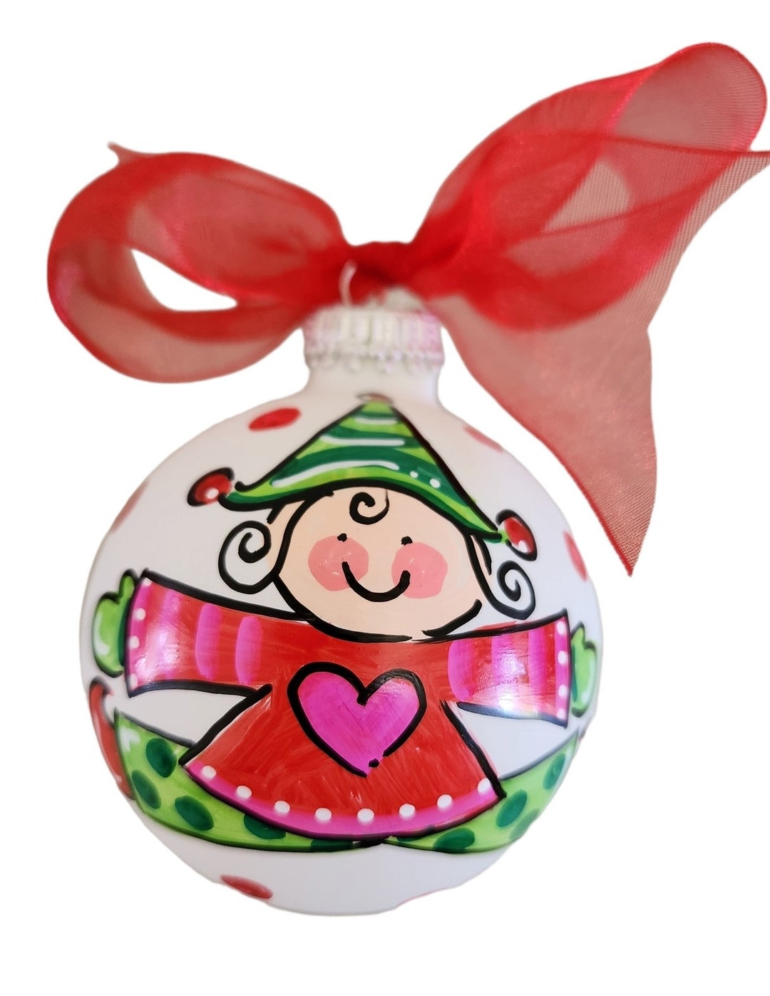 Personalized Hand Painted Glass Christmas Ornament Jumping Jack Elf - Etsy