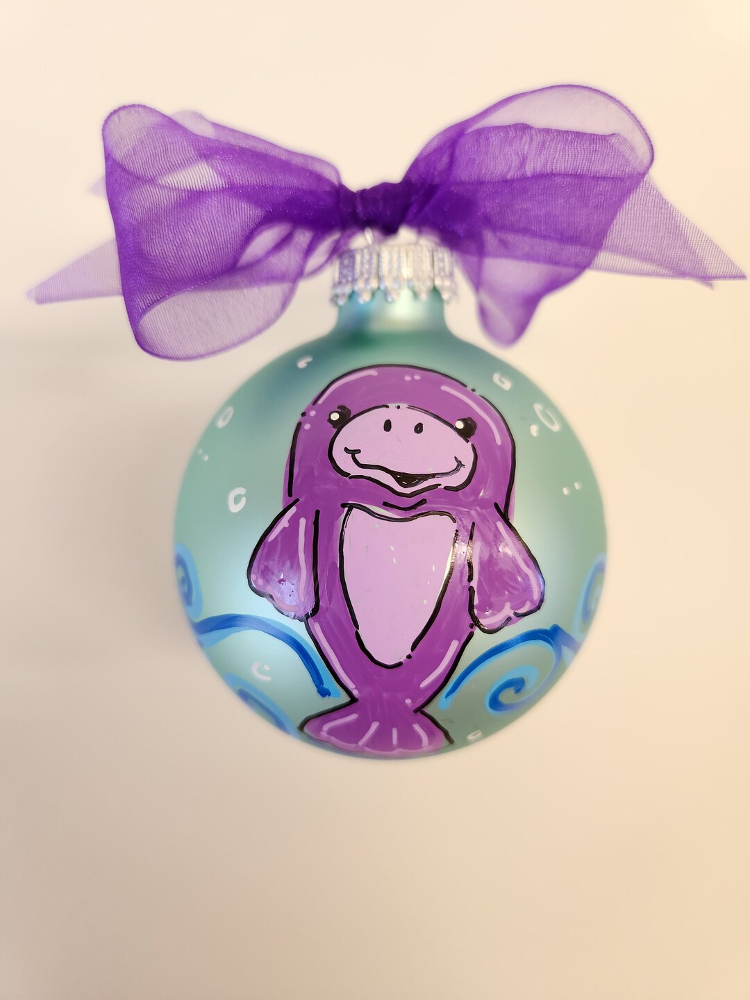 Personalized Hand Painted Glass Christmas Ornament Manatee - Etsy