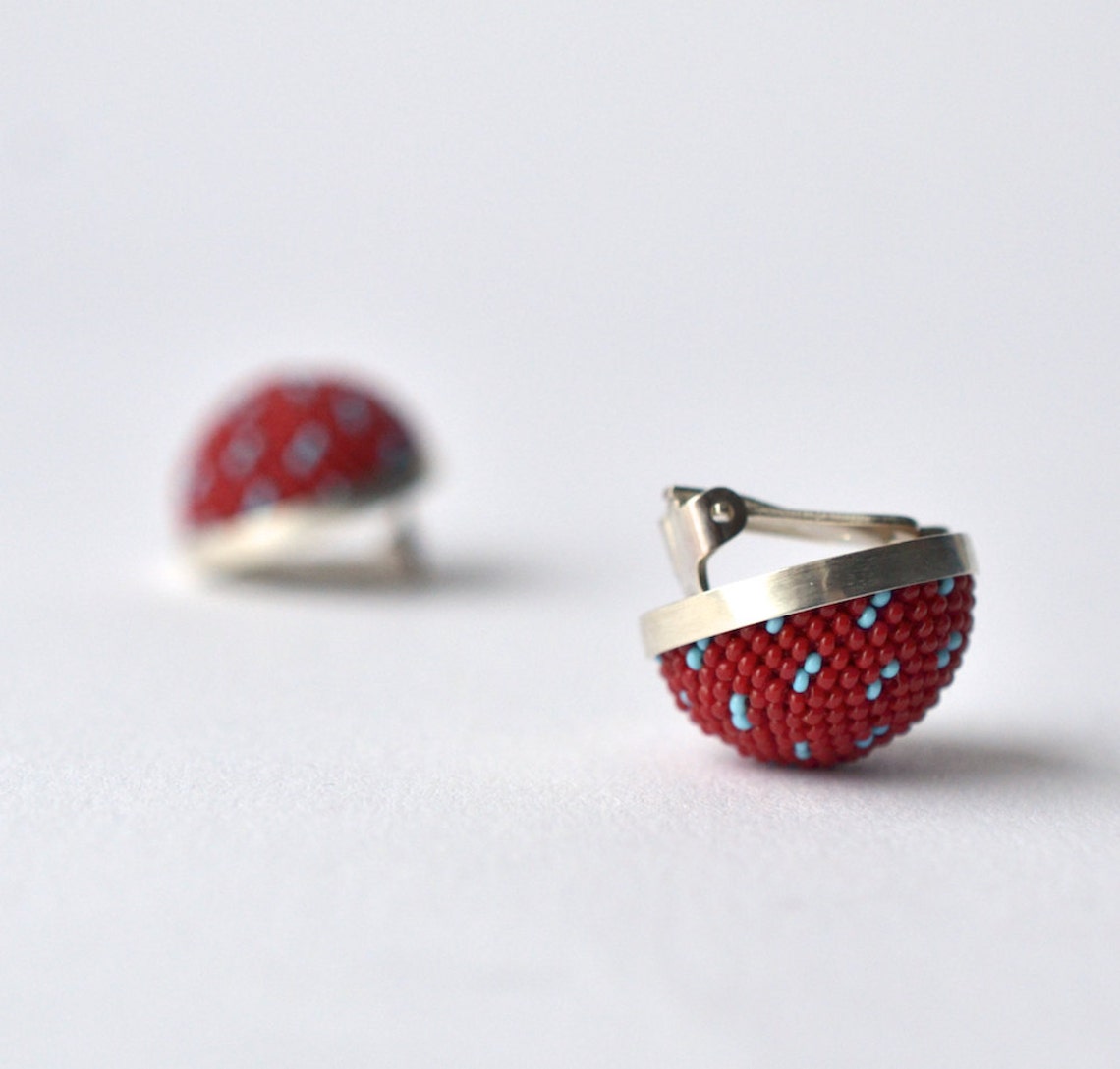 Red Clip on Earrings Clips Sterling Silver and Glass Beads - Etsy