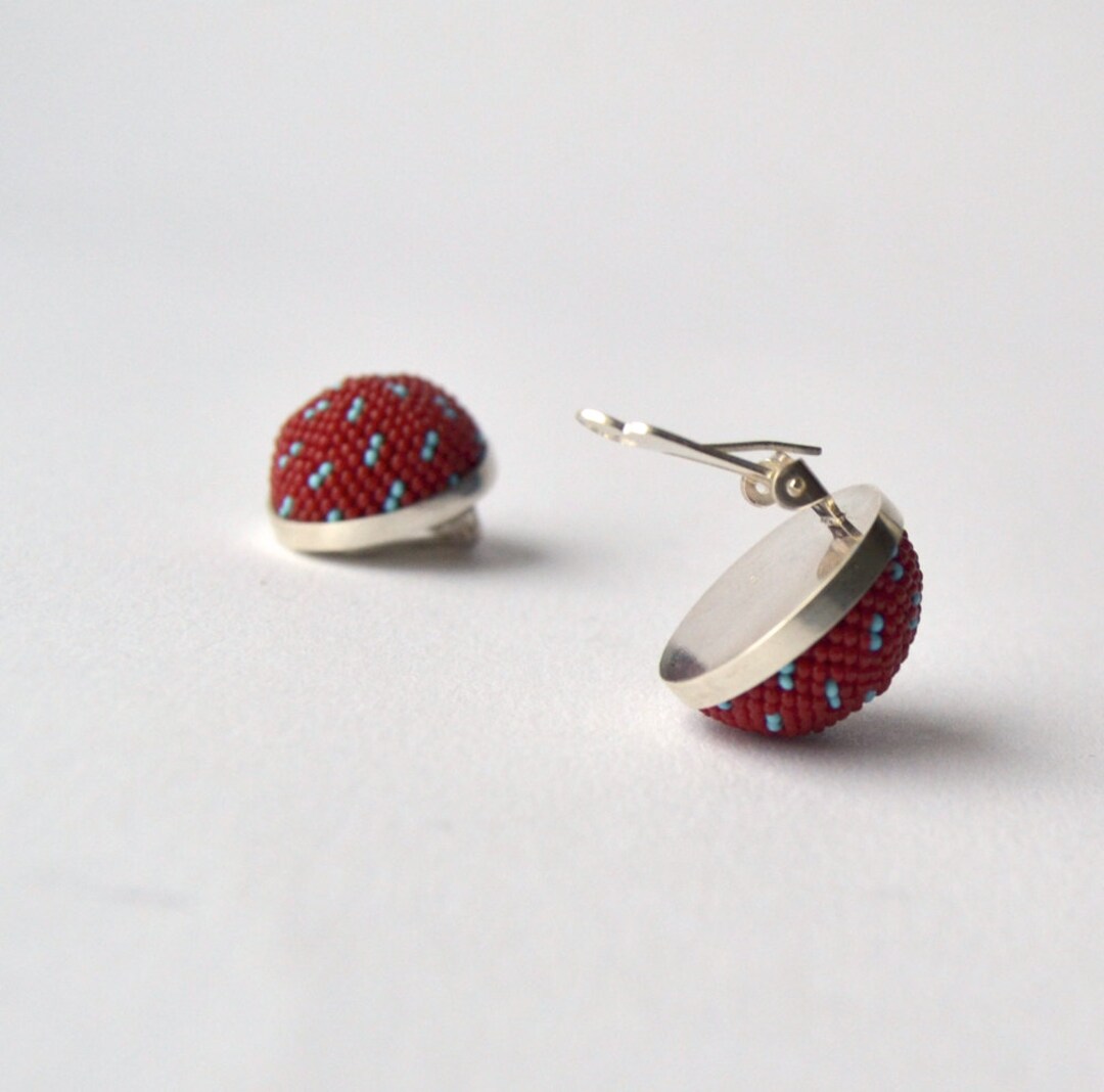 Red Clip on Earrings Clips Sterling Silver and Glass Beads - Etsy