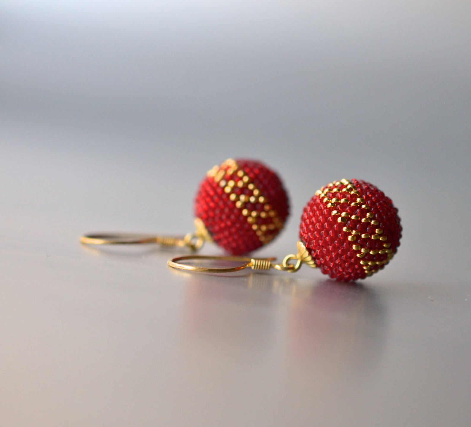 Chinese Wedding Earrings Globe Earrings Gold Red - Etsy UK