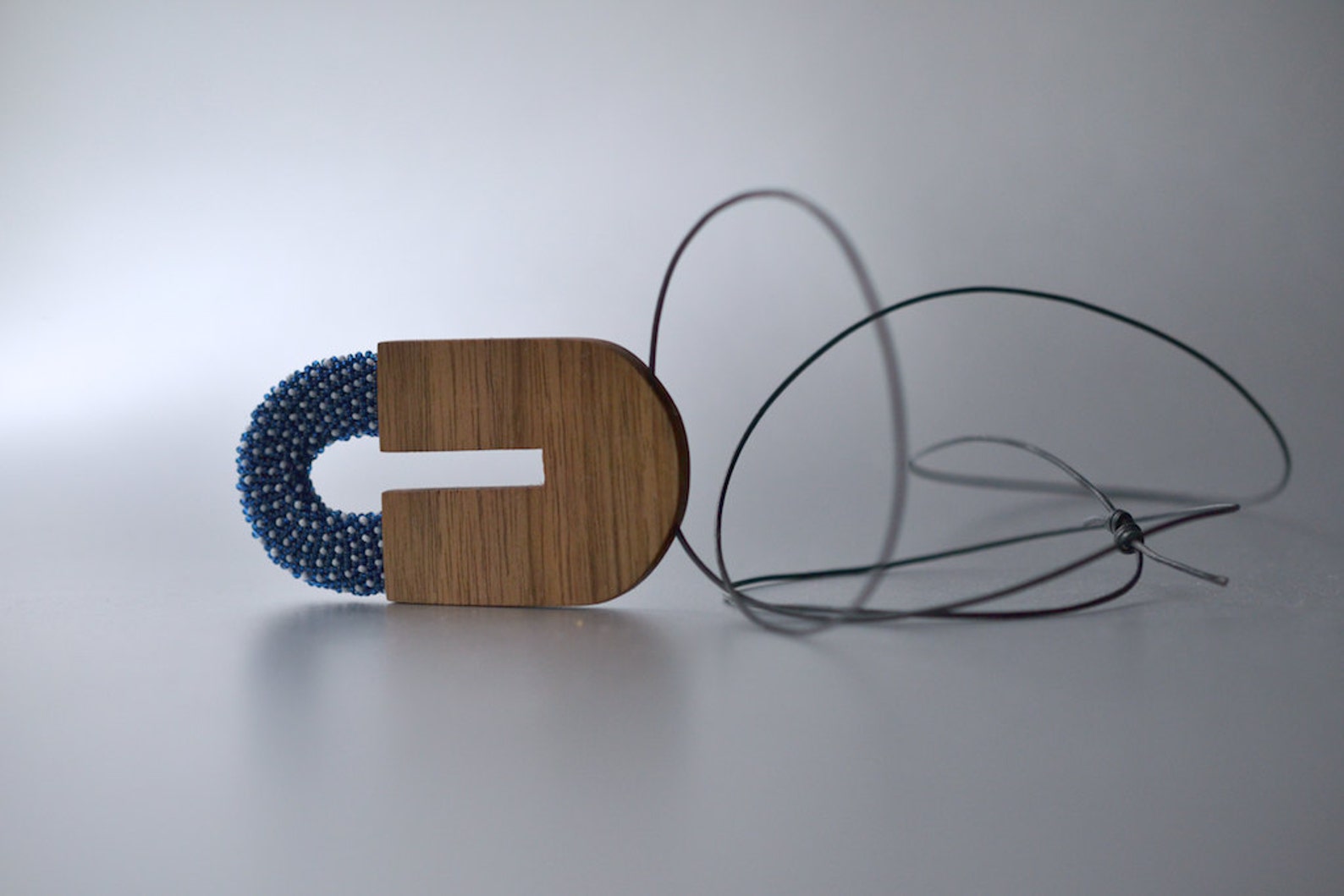 Indigo Pendant Wood and Glass Beads - Etsy