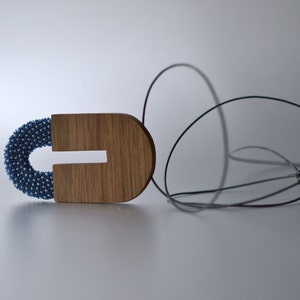 Indigo Pendant Wood and Glass Beads - Etsy