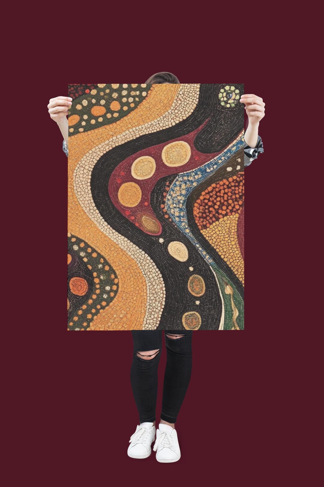 Dot Art Rolled Posters, Earthy Colors, Unique Wall Decor, Home Office ...