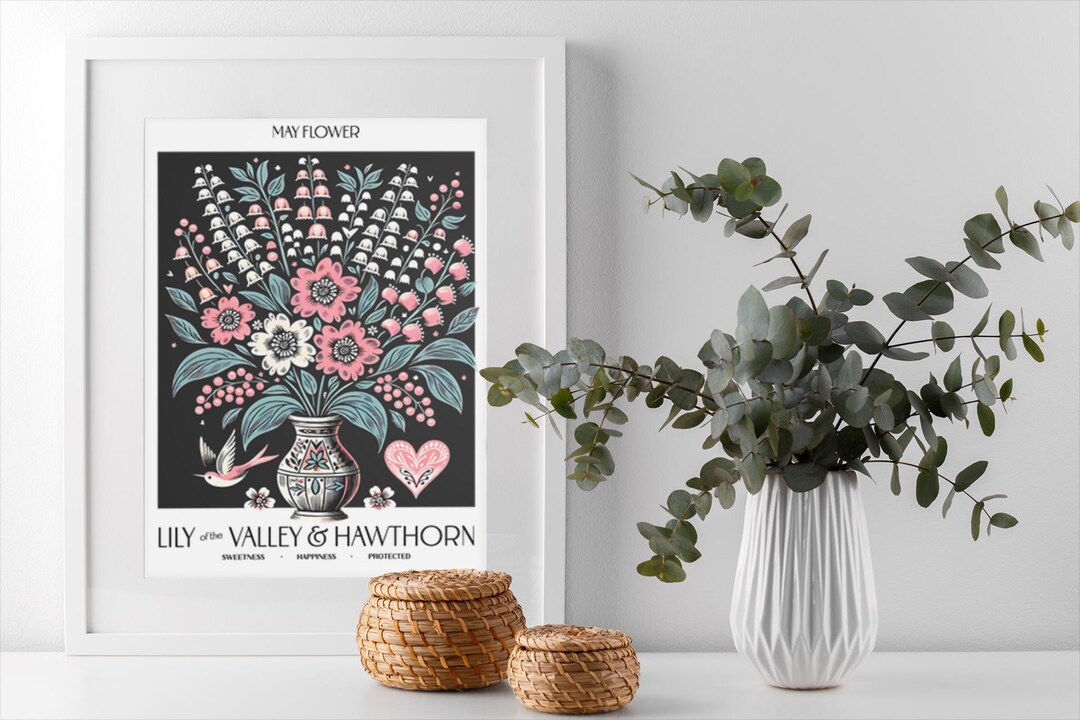 May Birth Month Flower Art Print Botanical Design Wall Decor Mother's ...