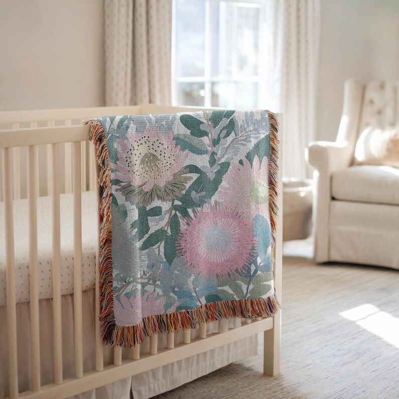 Wildflower Woven Blanket Gift, Botanical Throw Blanket Nature-inspired ...