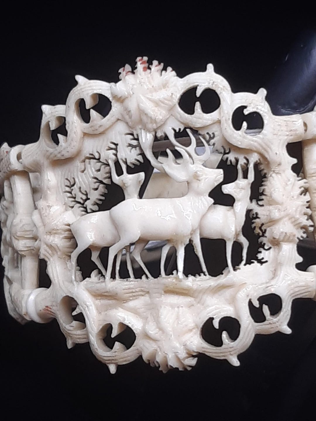 Victorian Era Carved Bone Stretch Bracelet - Antique Statement Piece ...