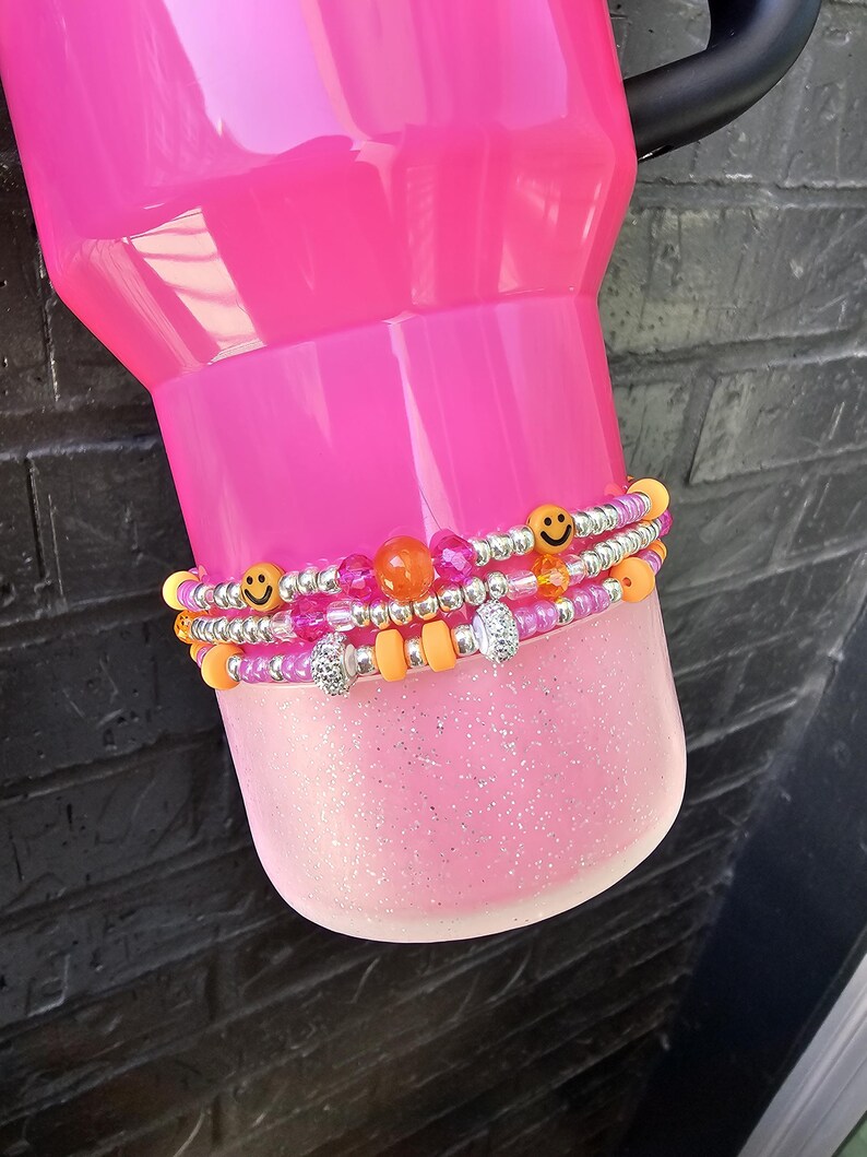 Pink and Orange Stanley Tumbler Bracelet 3-pack Tumbler Boot ...