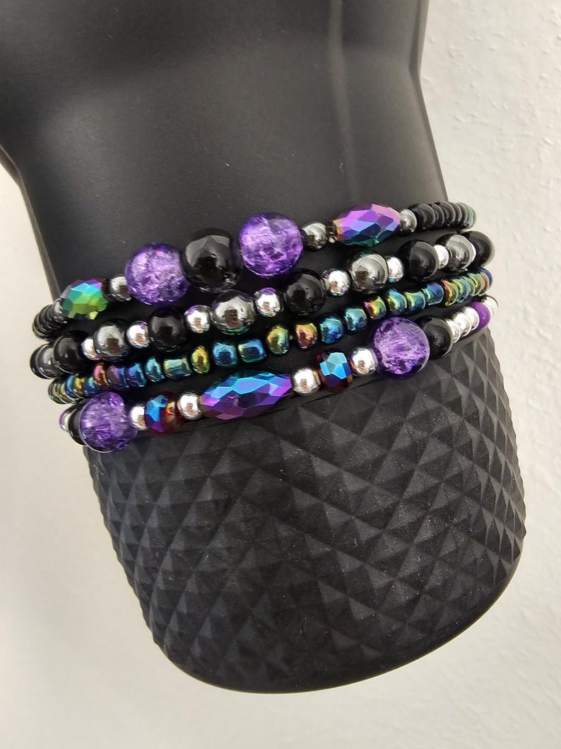Midnight Glitz Purple & Black Stanley Tumbler Boot Bracelet Stack | 4 ...