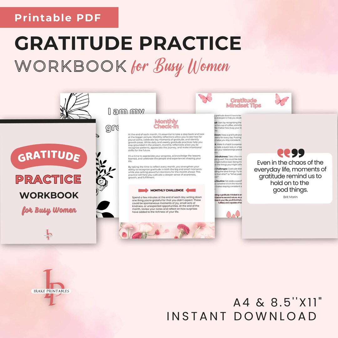 Printable Gratitude Practice Workbook for Busy Women | Daily Gratitude ...