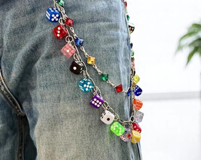 Colorful Dice Wallet Chain: Y2K Funky Pants Chain, Goth Punk Jewelry - Etsy