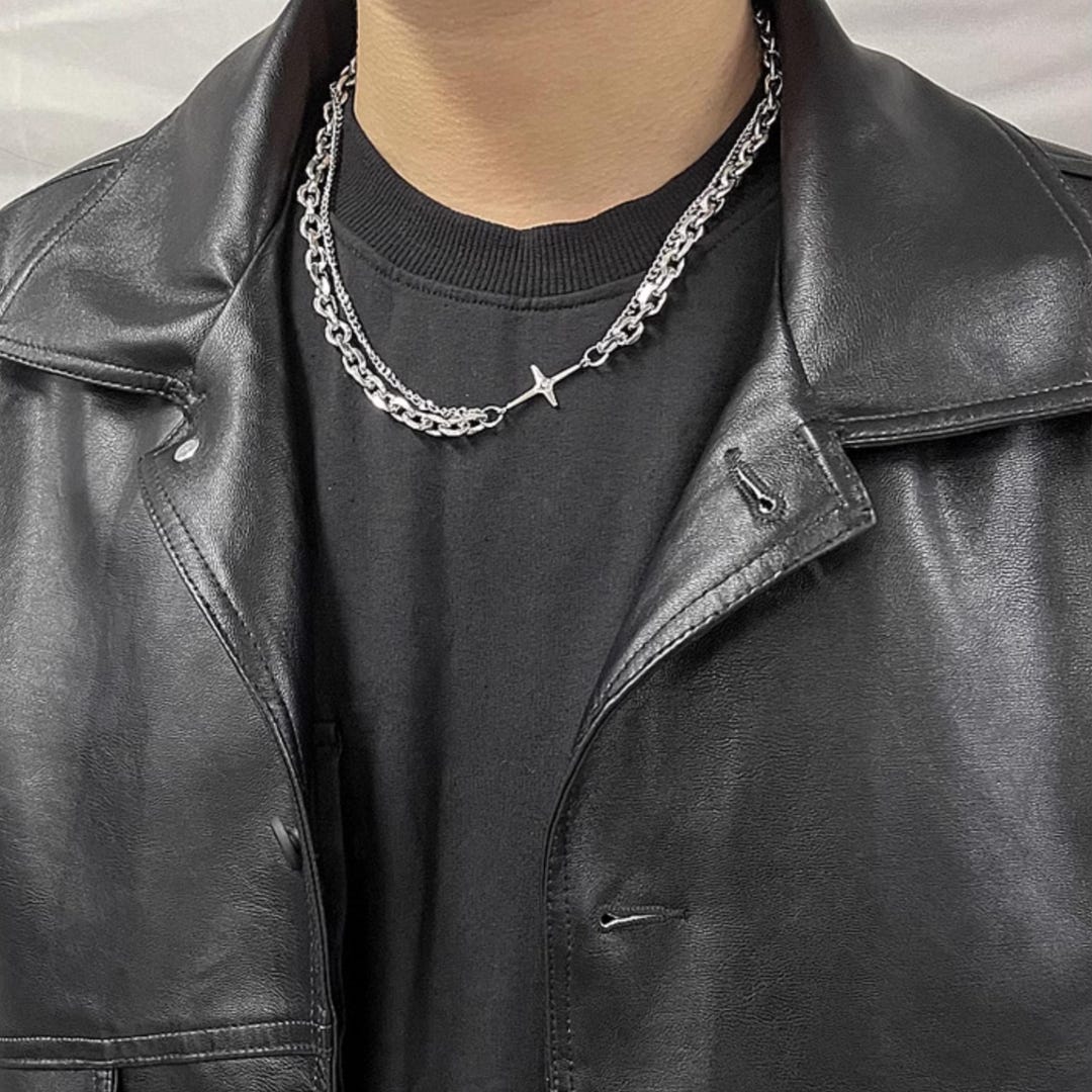 Star Double Layer Necklace: Titanium Steel Y2K Punk Choker - Etsy
