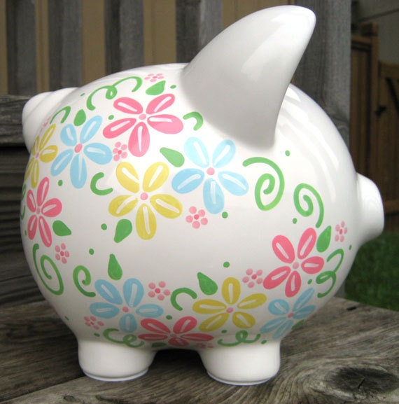Pretty Flowers Custom Large Piggy Bank - Etsy