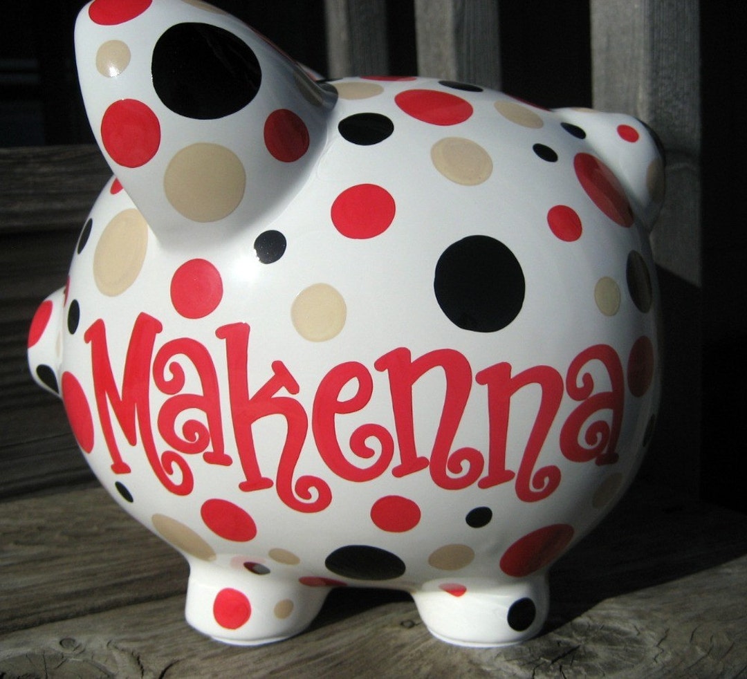Custom Polka Dot Large Piggy Bank - Etsy