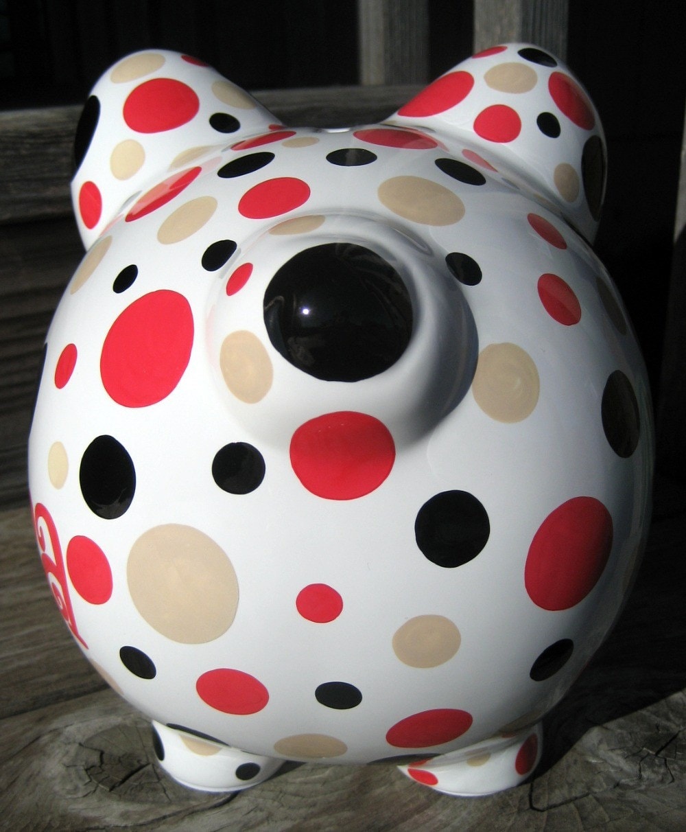 Custom Polka Dot Large Piggy Bank | Etsy