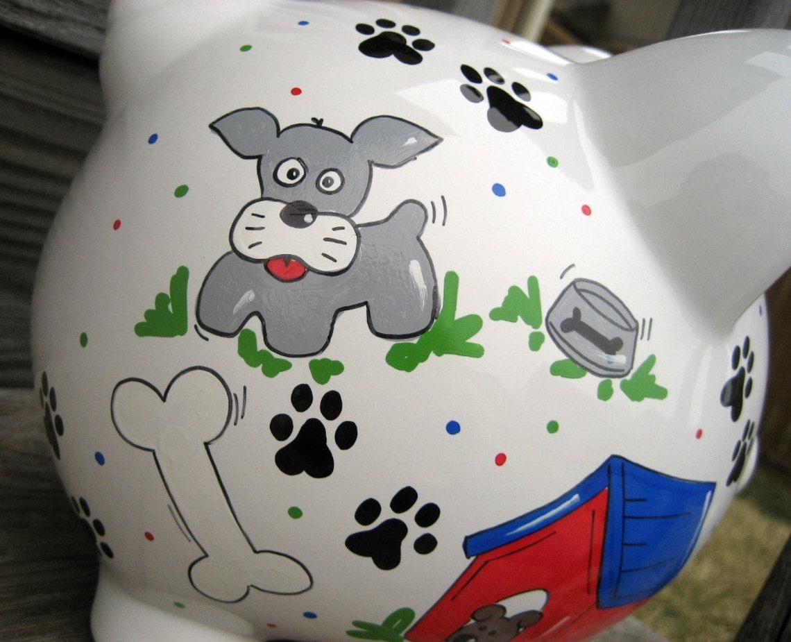 Puppy Dog Personalized Piggy Bank-large - Etsy