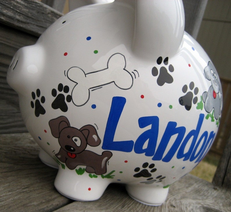 Puppy Dog Personalized Piggy Bank-large - Etsy