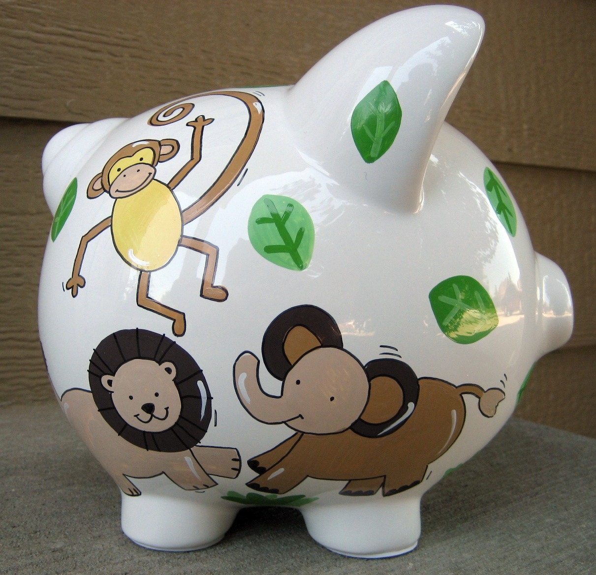 Large-personalized Piggy Bank-safari Animals - Etsy