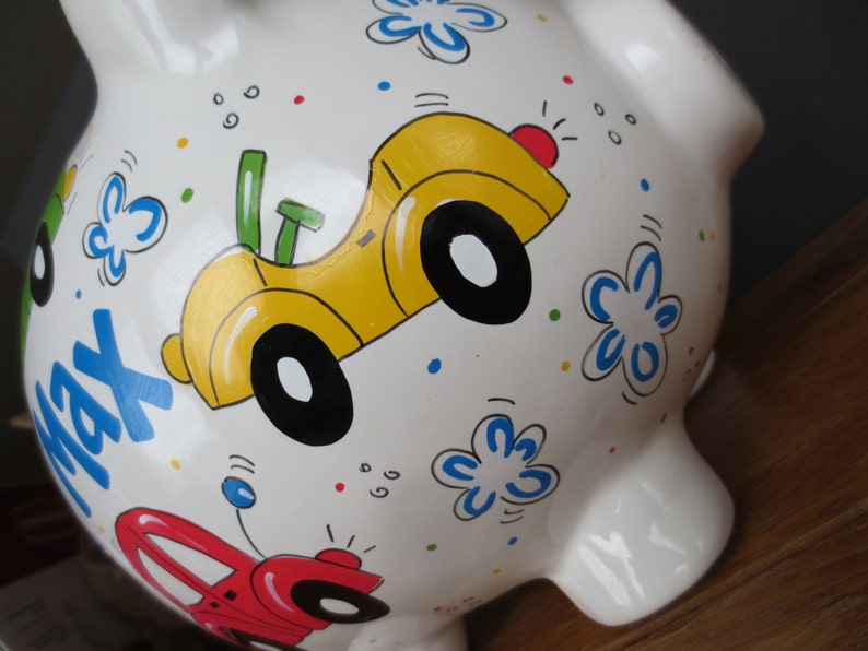 Personalized Piggy Bank- Cars, Car Bank, Baby Boy, Baby Shower, Piggy ...