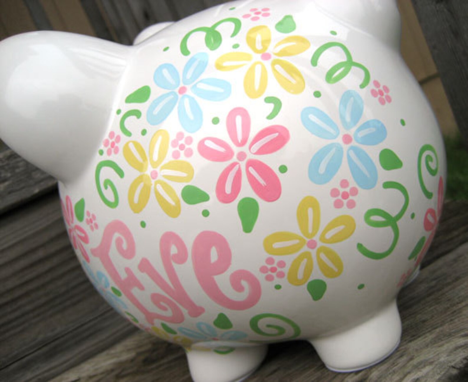 Pretty Flowers Custom Large Piggy Bank - Etsy