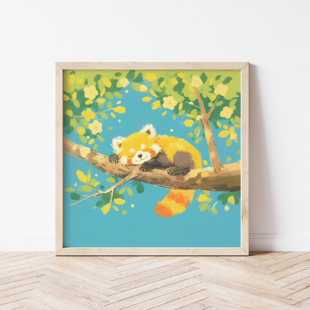 Red Panda Wall Art, Cute Red Panda Illustration Nursery Print, Adorable ...