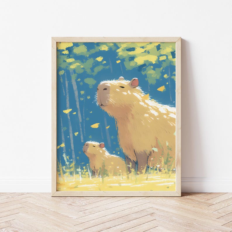 Lovely Capybara Illustration of Capybara Nursery Print of Capybara ...