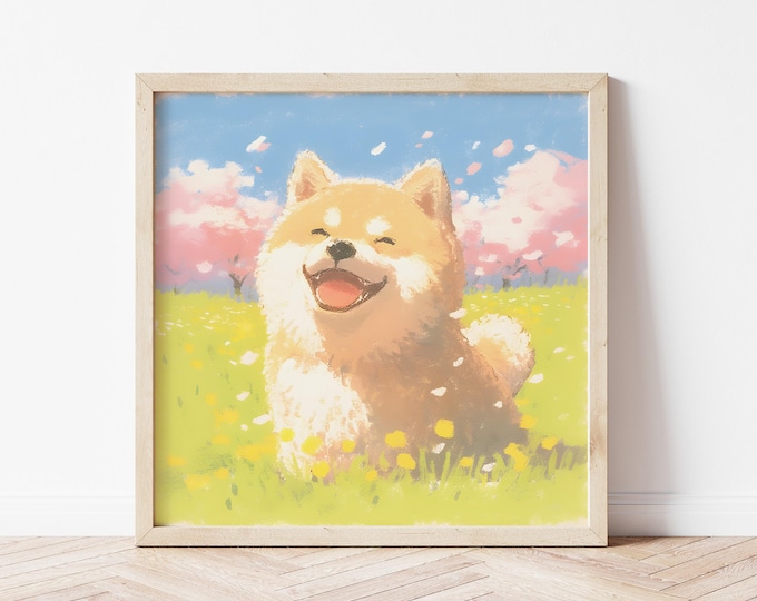 Shiba Inu Watercolor Print | Japanese Dog Wall Art | Doggo | Cute Puppy ...