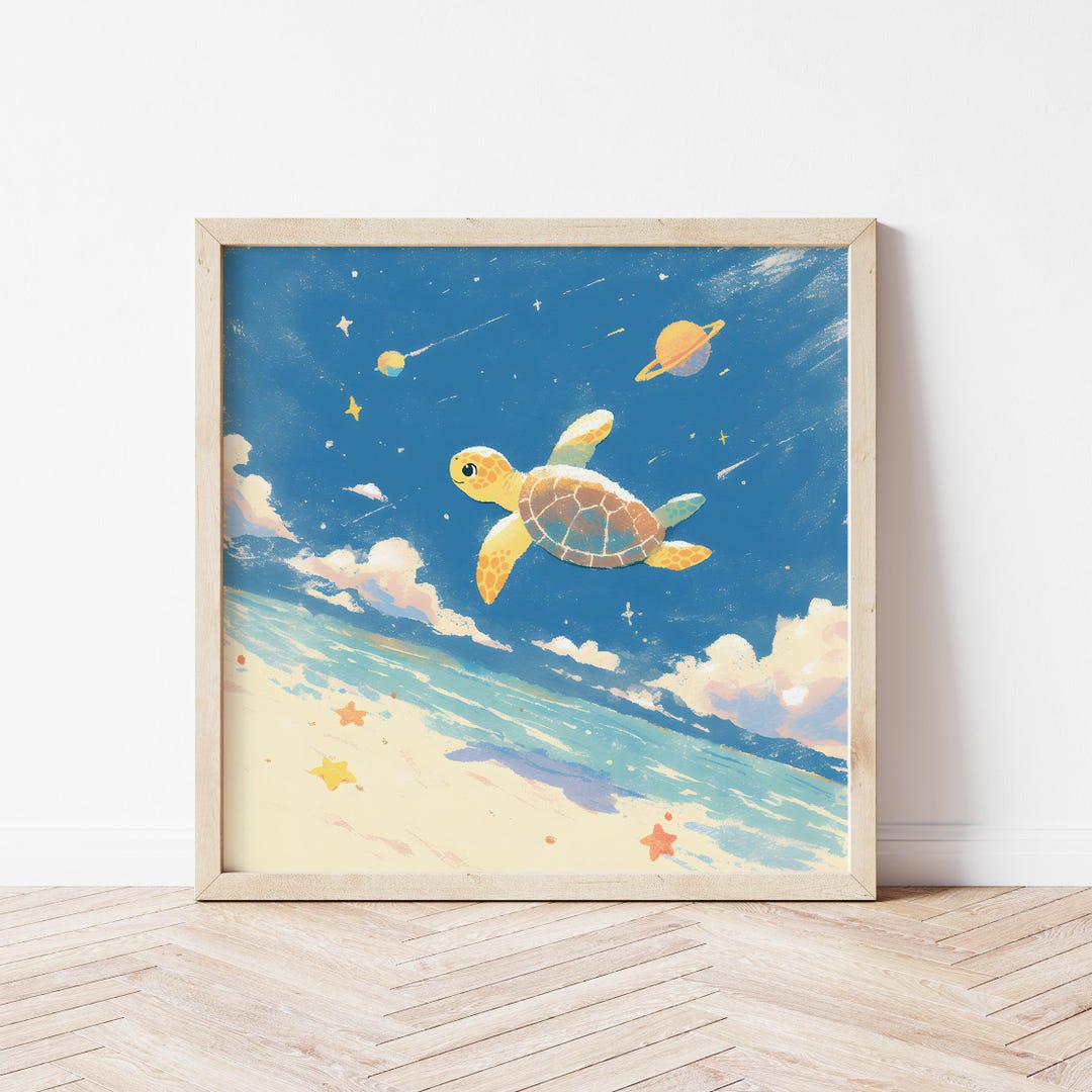 Turtle Wall Art – Roaming Turtle Illustration for Seaworld Lovers ...