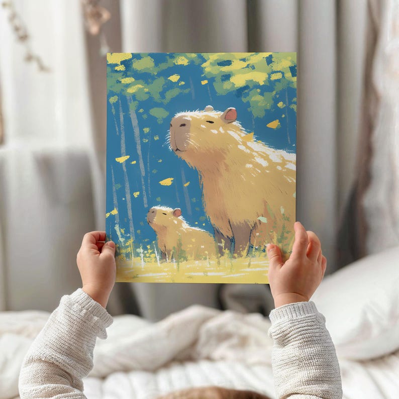 Lovely Capybara Illustration of Capybara Nursery Print of Capybara ...