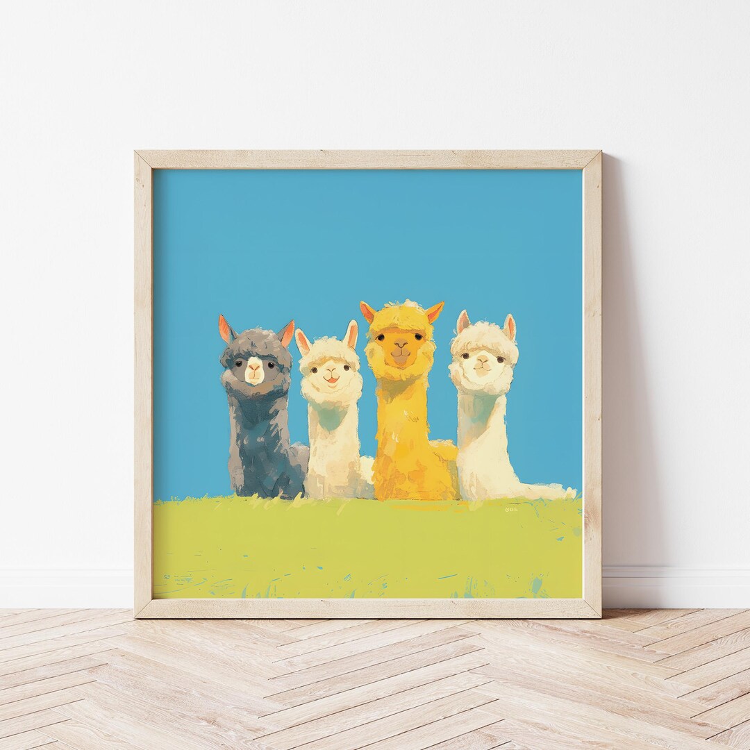 Llama Alpaca Nursery Art Print, Gender Neutral Animal Decor - Etsy