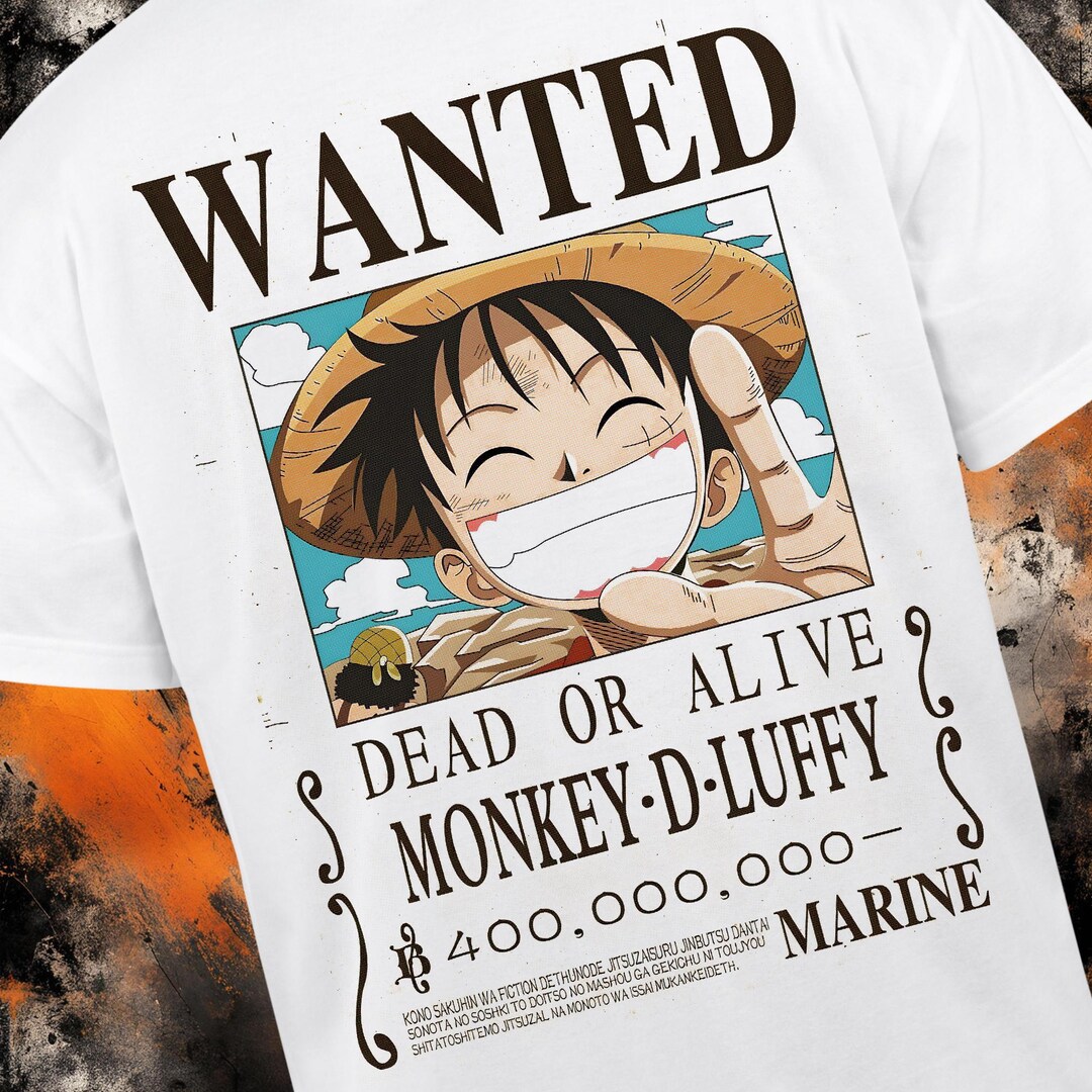 One Piece Luffy Wanted Anime Graphic Tee Otaku Clothing Unisex Mens ...
