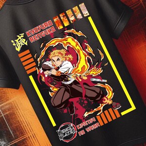 Demon Slayer Kyojuro Rengoku Tshirt V3 Anime Graphic Tee Otaku Clothing ...