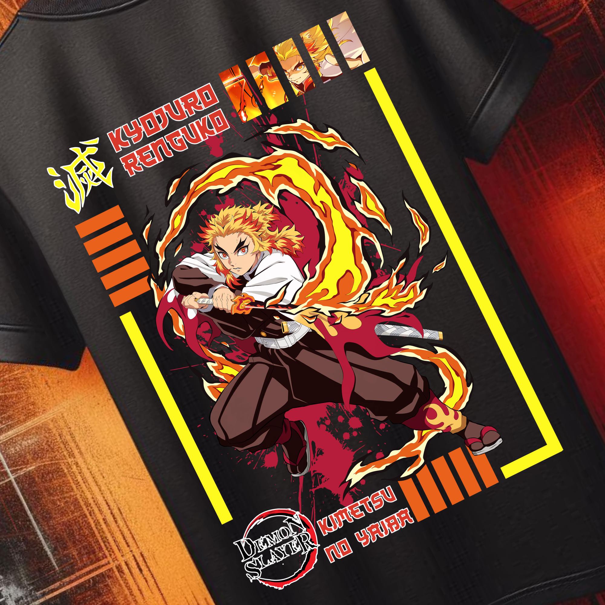 Demon Slayer Kyojuro Rengoku Tshirt V3 Anime Graphic Tee Otaku Clothing ...