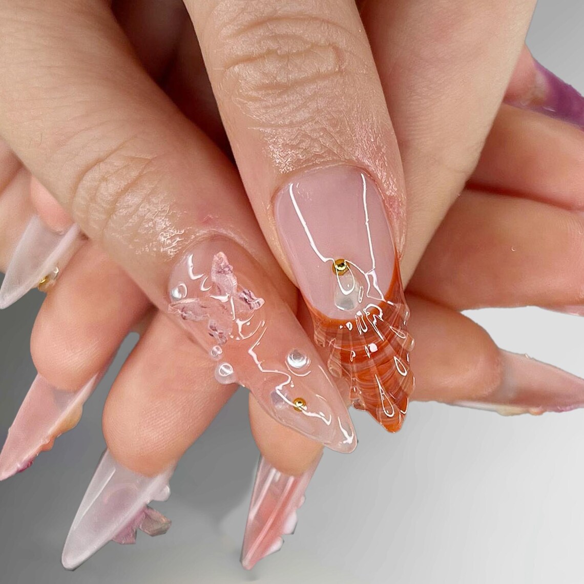 3D Flower Press on Nails Girl's Nail, Art Nail Patch, Handmade Custom ...