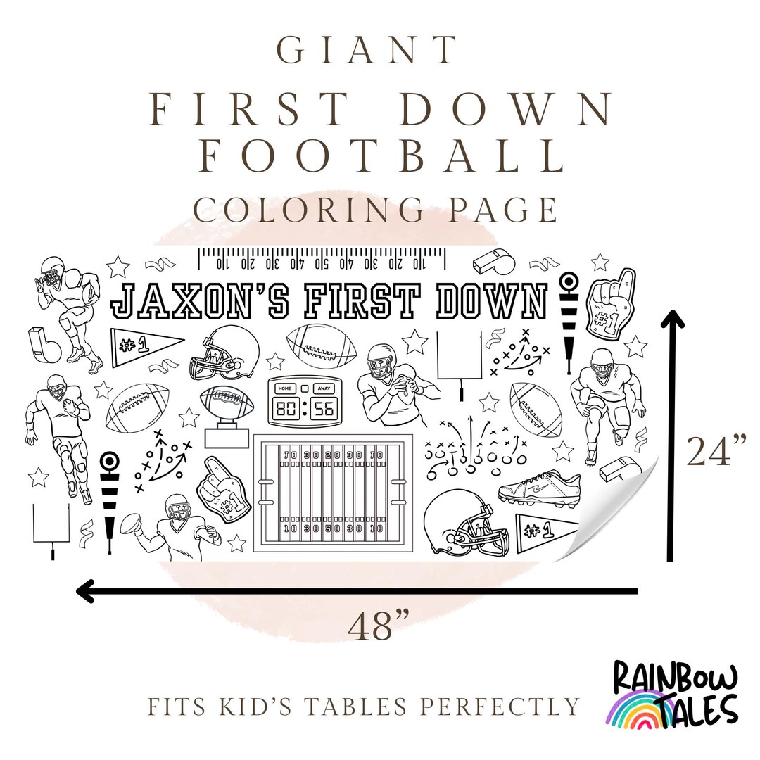 First Down Coloring Page, Football Party Favor, Football First Down ...