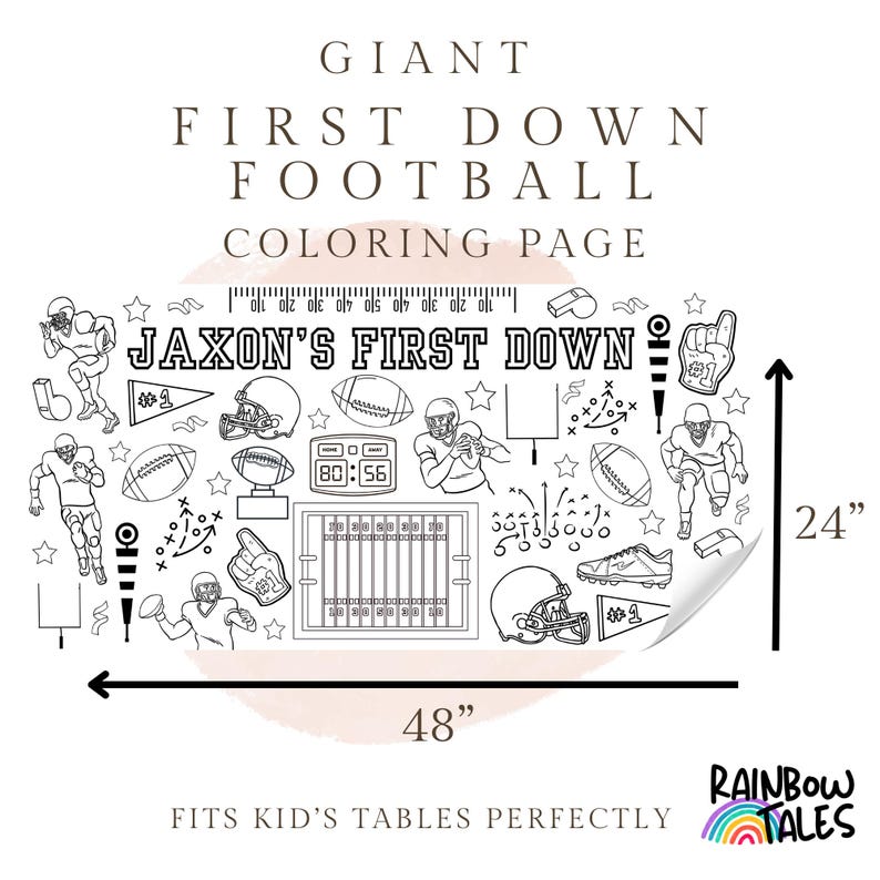 First Down Coloring Page, Football Party Favor, Football First Down ...