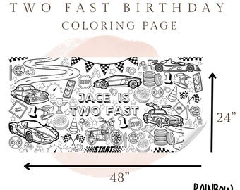 Race Car Coloring Page Printable Instant Download, Race Car Party, Two ...