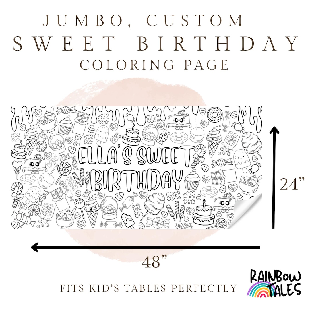 Giant Sweet Birthday Coloring Page, Sweet Birthday Banner, Candyland ...