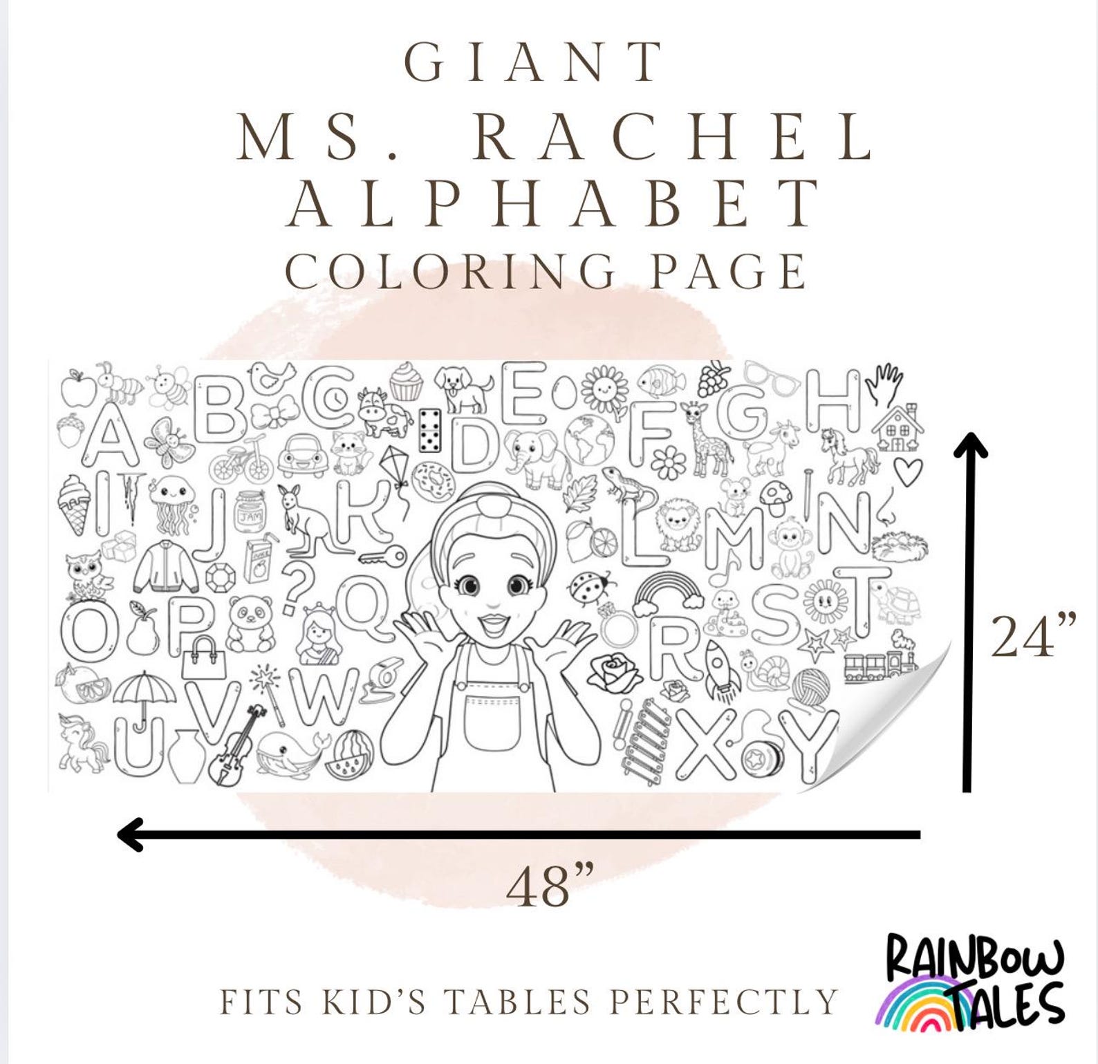 Giant Ms Rachel ABC Coloring Page, Giant Alphabet Coloring Banner, Ms ...