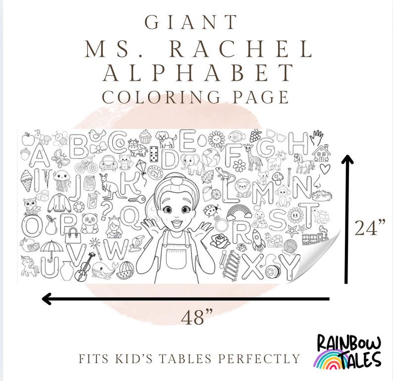 Giant Ms Rachel ABC Coloring Page, Giant Alphabet Coloring Banner, Ms ...