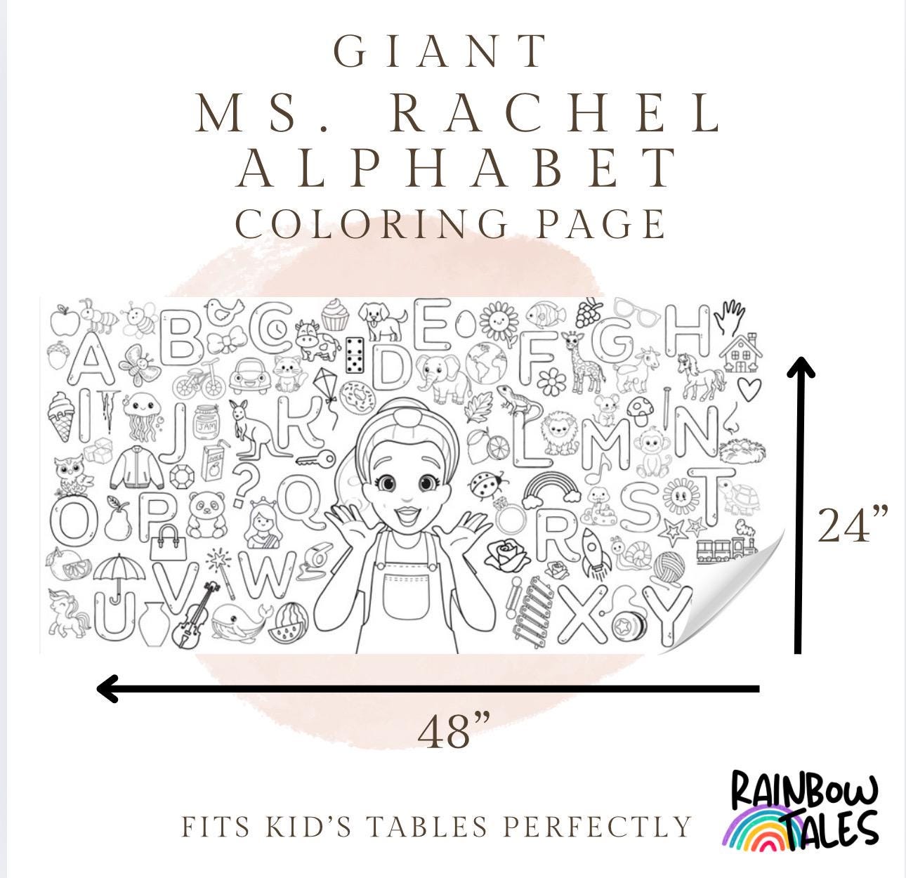 Giant Ms Rachel ABC Coloring Page, Giant Alphabet Coloring Banner, Ms ...