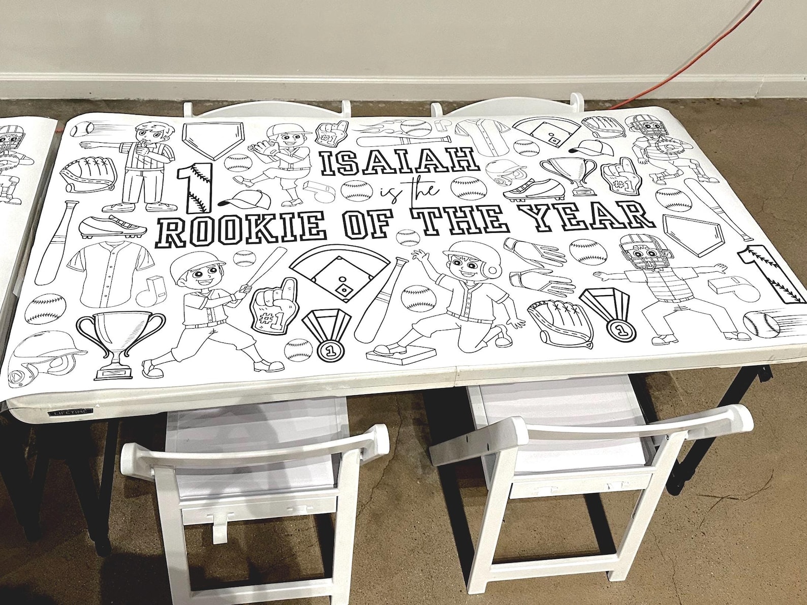Giant Rookie Year Baseball Kid's Coloring Page, Rookie Year Party Favor ...