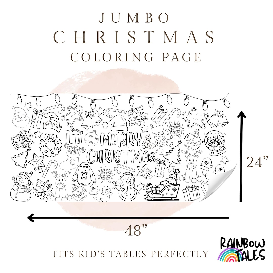 Jumbo Christmas Coloring Page - Kid's Coloring Page - Etsy