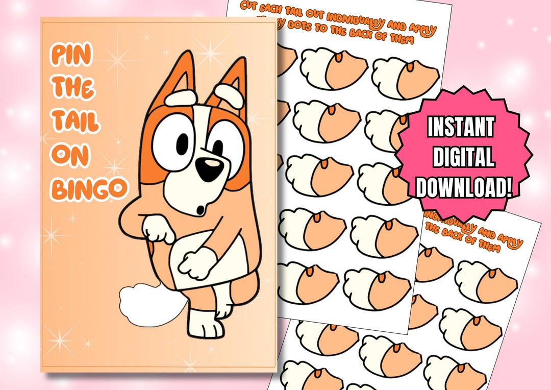 Pin the Tail on Bingo Game for Birthday Party Kids Printable Pin the ...
