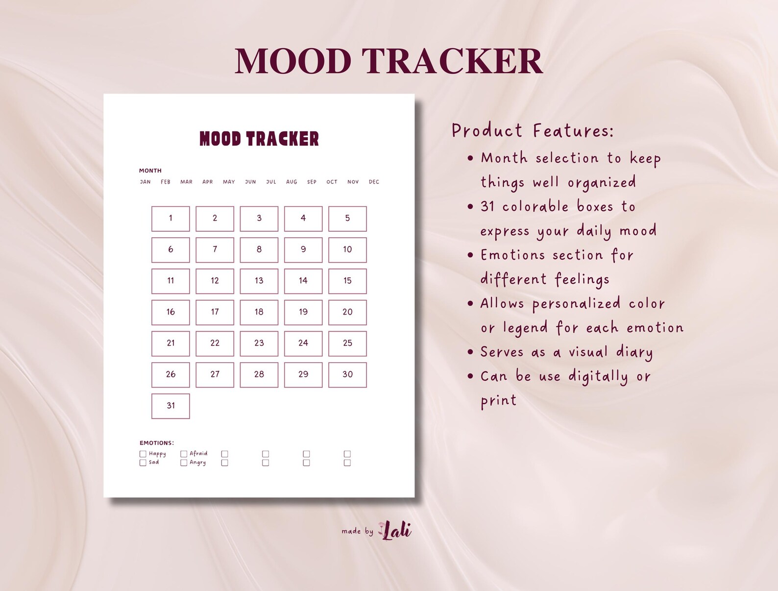 Mood Tracker Mood Tracker Template Mood Journal Mood Tracker Digital ...