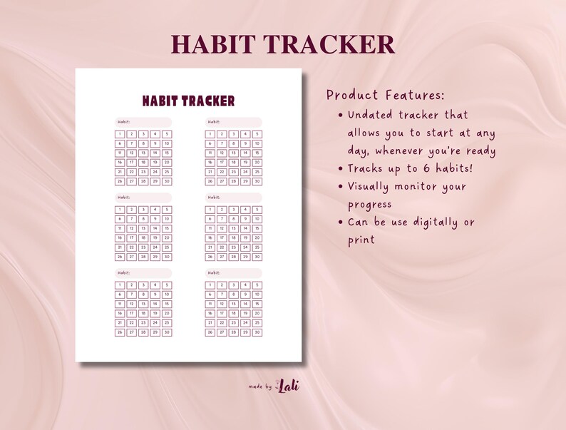 Undated Habit Tracker | Digital Habit Tracker Printable Habit Tracker ...