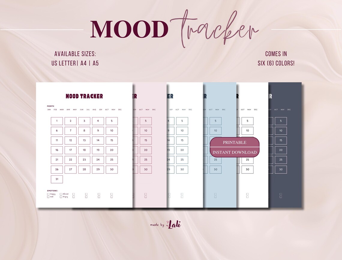 Mood Tracker Mood Tracker Template Mood Journal Mood Tracker Digital ...